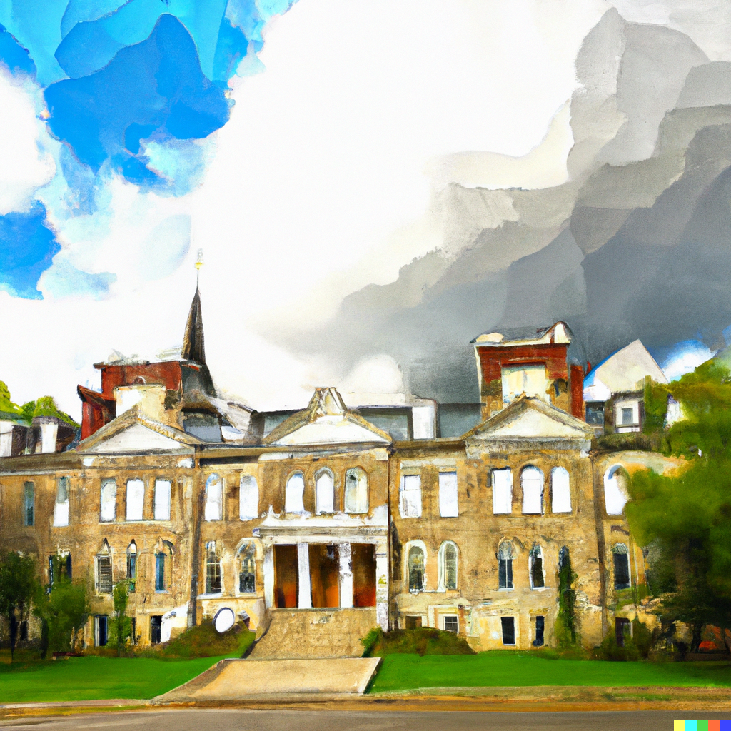 Photorealistic painting of Dawson College in Montreal (DALL-E) – KBSI 2023